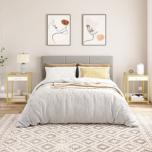 HOOBRO Side Table with Charging Station and Under Bed Storage Bundle, End Table with USB Ports and Outlets, Modern Metal Frame, for Bedroom, Living Room, GD76UBZ01-BK01BS01