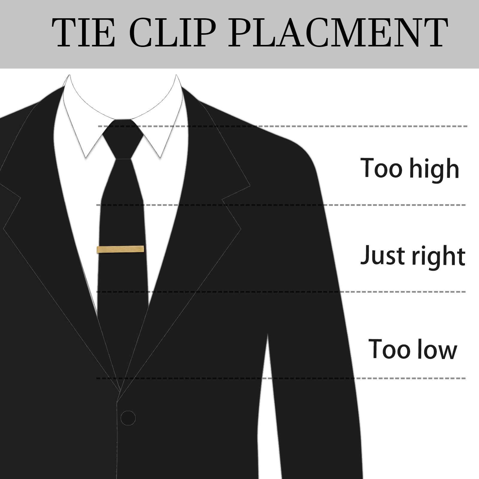 HAWSON Trendy Slide Clasp 7 Colors Tie Bar Clips Pin for Men Necktie Accessories with Gift Box (Gold)