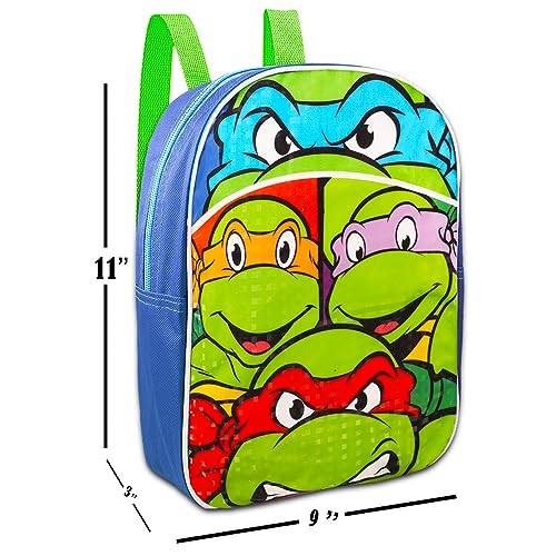 Teenage Mutant Ninja Turtles Mini Backpack with Lunch Box Set - Bundle with 11β TMNT Backpack, Lunch Bag, Stickers, More | TMNT Backpack for Toddler Boys