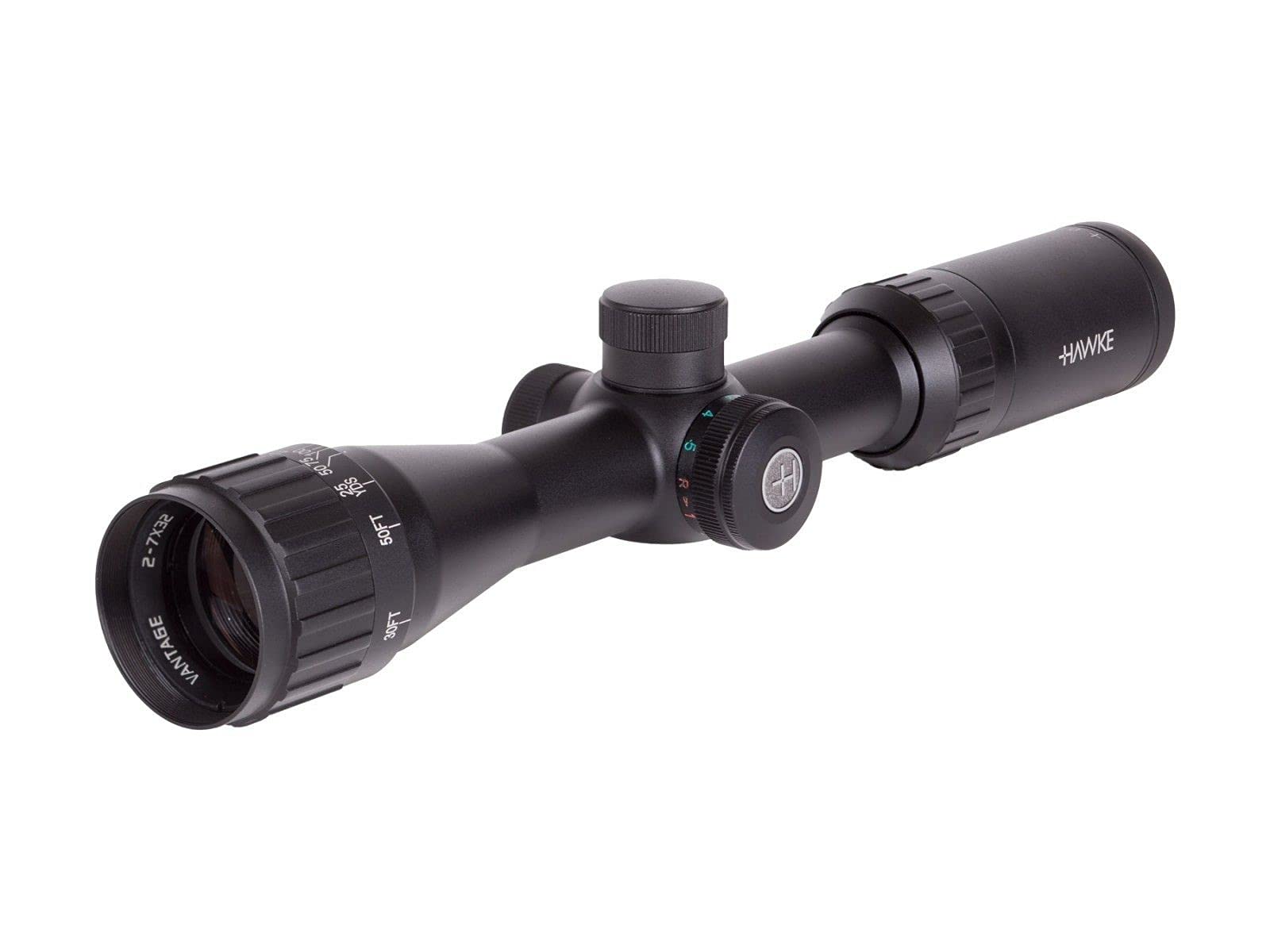 Hawke Sport Optics Riflescope - Vantage 2-7X32 AO, Mil Dot IR Reticle (14211) & 2 Pc 1" Weaver Mounting Rings