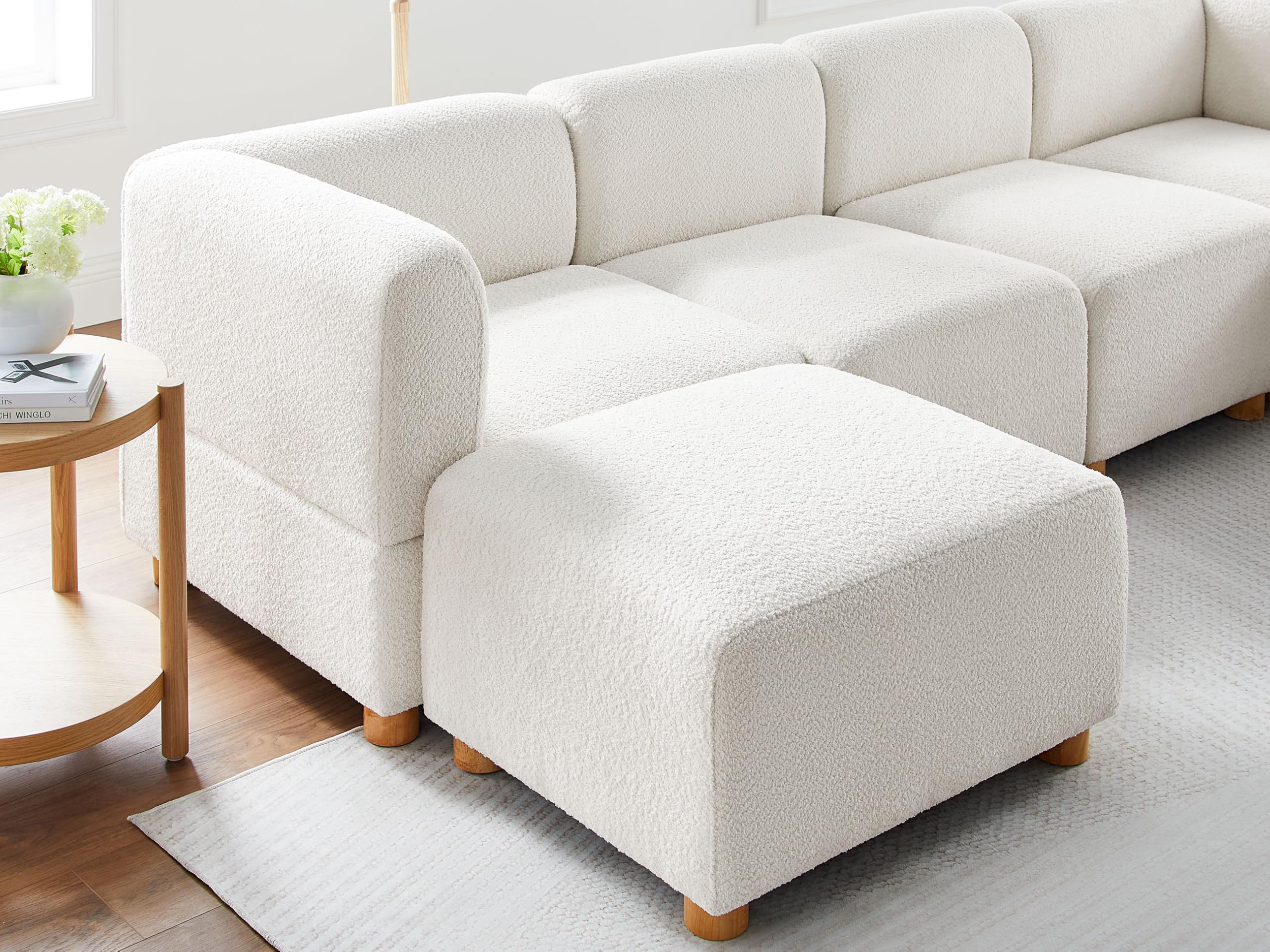 VANOMi Oversized Modular Sectional Sofa Set, U-Shaped Living Room Couch Reversible Chaise,115 Inches Wide, 6 Seats, Boucle Fabric