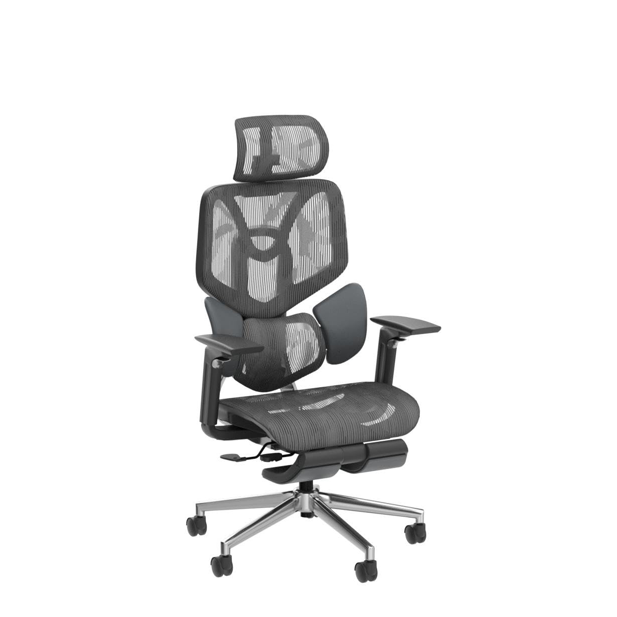 Hbada Ergonomic Office Chair Elastic Adaptative Back Lumbar Support Computer Chair, Seat Depth Adjustment Office Chair, Backrest Height Adjustable Mesh Desk Chair with Footrest, Black
