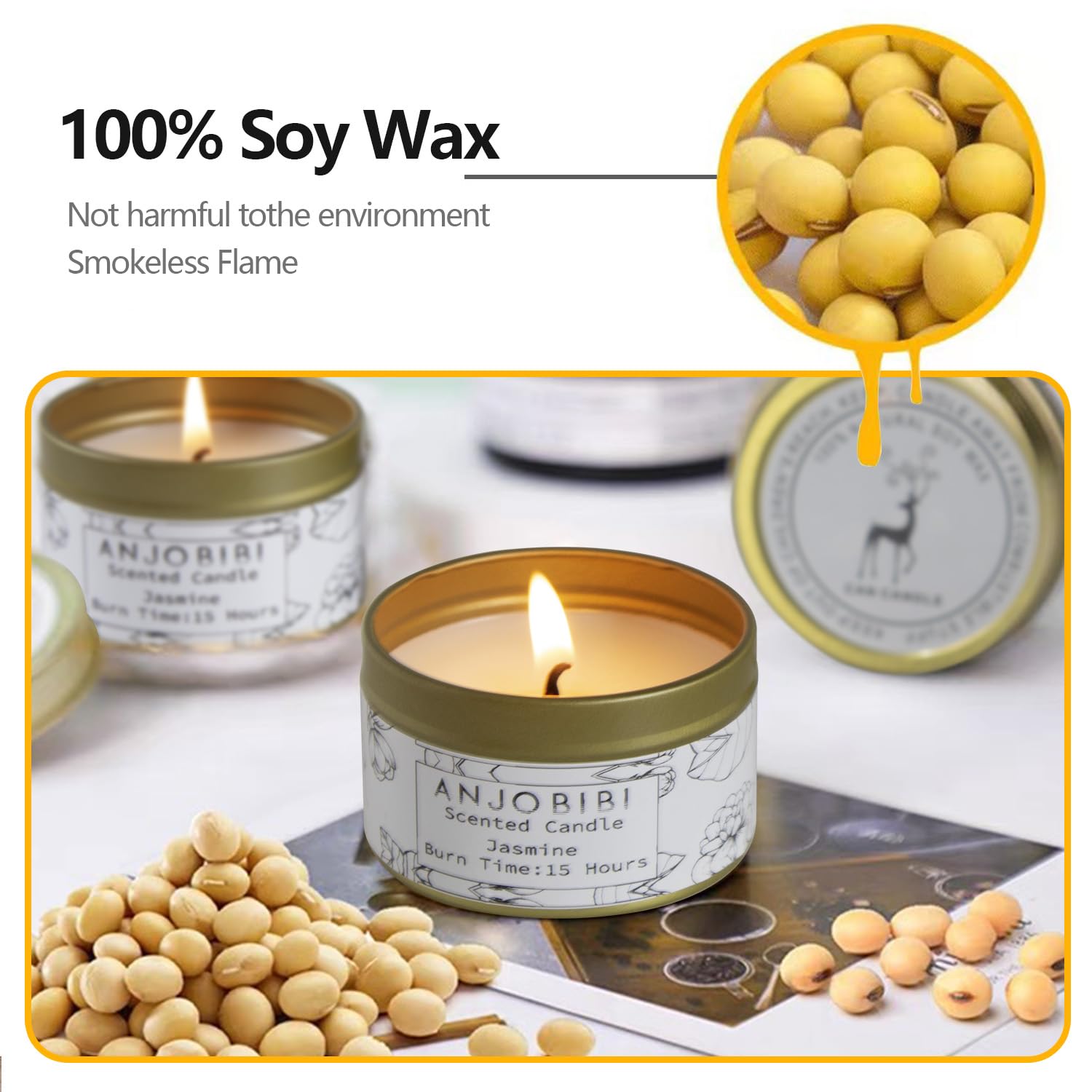 Vanilla Scented Candle Gifts for Women (2 Pack for Gold) - 2 Oz - 15 Hour Burn Time Long Lasting Candle,All Natural, Soy Candles, Soothe