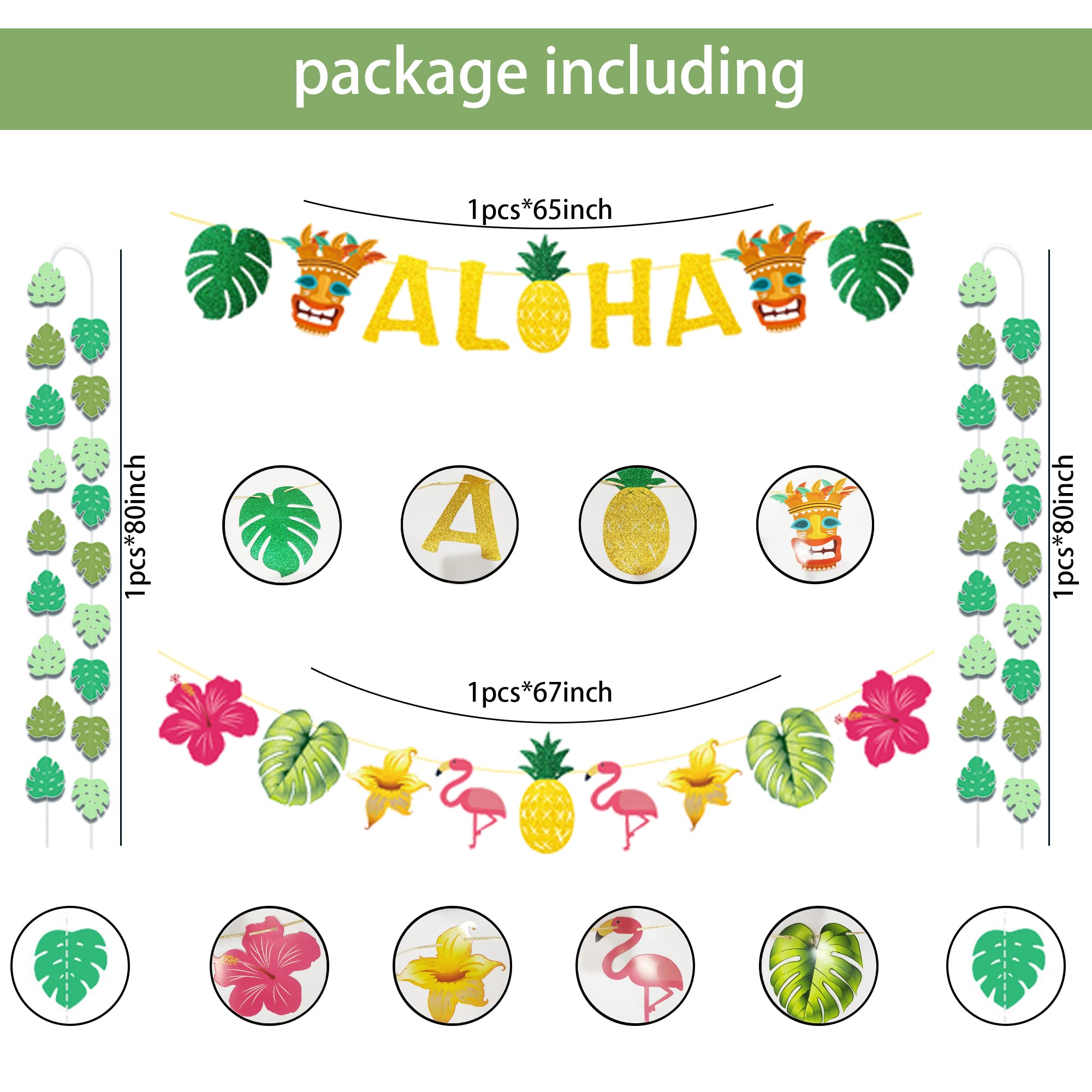 Hawaiian Aloha Party Decorations - Gold Glittery Aloha Banner for Hawaii Tropical Luau Themed Party Supplies
