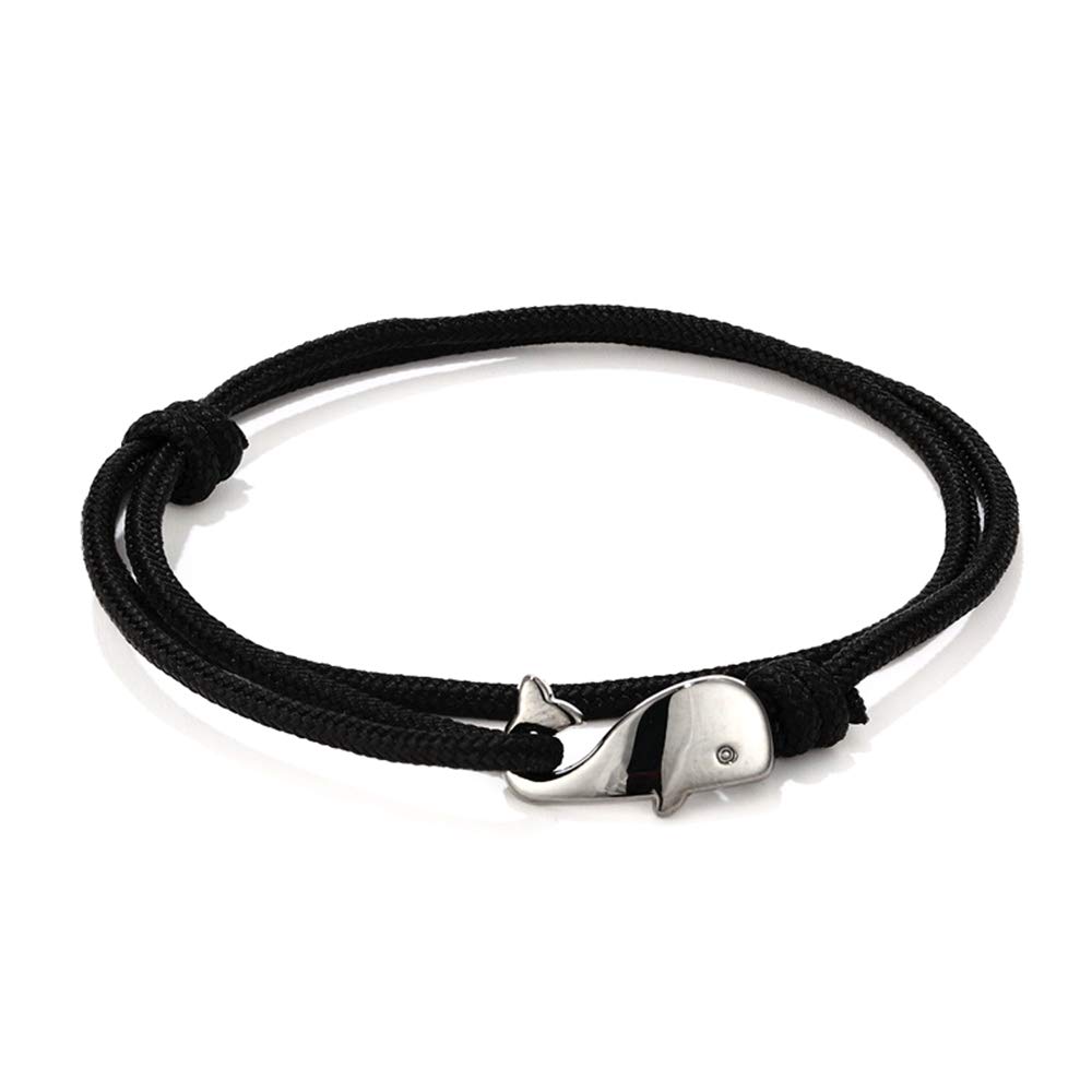 HelloNita Unisex Cute Black Whale Adjustable Nylon Rope Wrap Bracelet for Men Women Teens (Red)