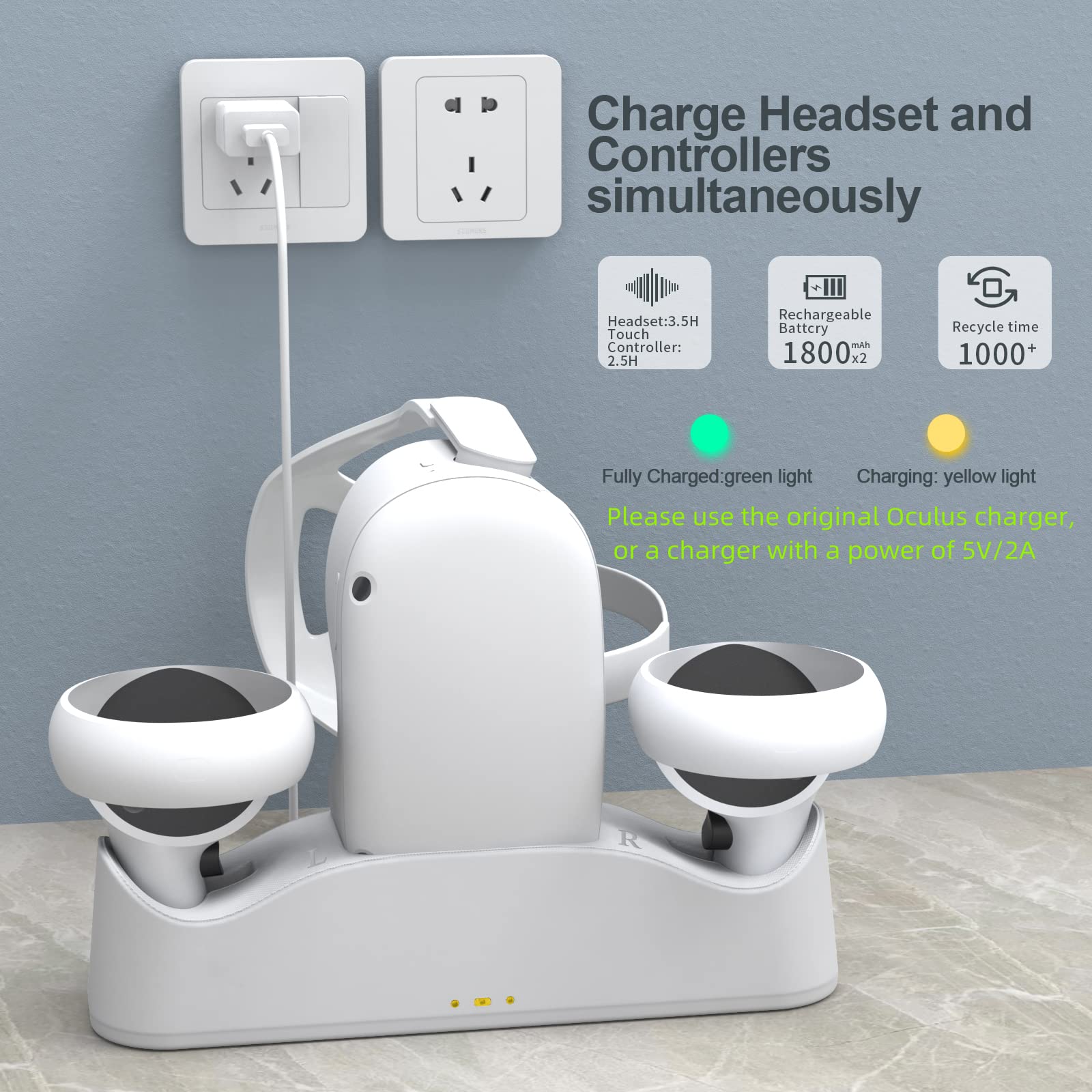 JOYTORN Charging Dock Compatible with Meta Quest 2, Quest 2 Charging Station Accessories with 2 Rechargeable Batteries,2 Battery Covers for VR Controllers and Headset