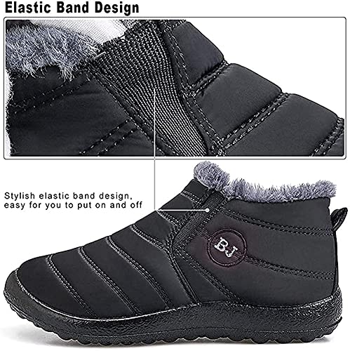 HAVINA Womens Warm Snow Boots Outdoor Fur Lining Winter Shoes Anti-Slip Lightweight Ankle Bootie Black 41