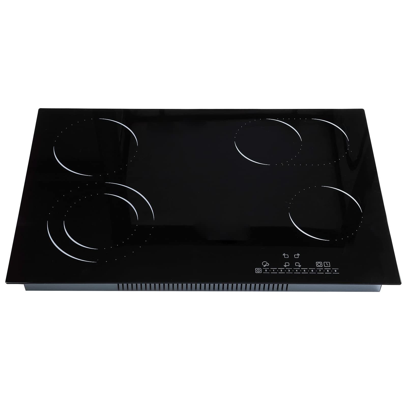 Homtone 4 Burner Electric Cooktop7200W, Radiant Electric Stove, Built-in Electric Ceramic Cooker, Glass Surface Sensor Touch Control, Timer & Child Lock, 220V-240V Hard Wire