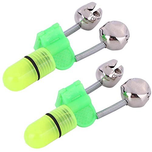 HaHawaii Twin Bells Ring, LED Light Night Fishing Lamp Luminous Stick Bell Ring Bite Alarm Accessories - Red