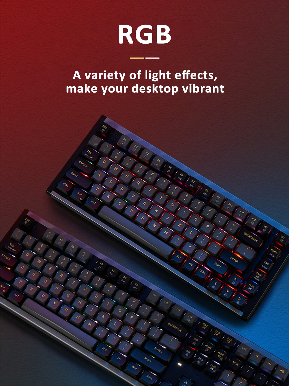 PLRG CNC Aluminum Mechanical Keyboard, 87 Key PBT Keycap Wired RGB Hotswap Anti-ghosting Ergonomic Gaming Keyboard Green Switch