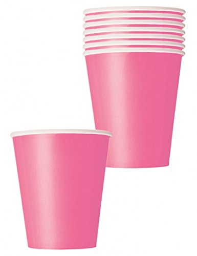 Hot Pink Solid Paper Cups Set - 9 oz (Pack of 8) - Elegant & Eco-Friendly Party Drinkware - Perfect for Birthdays, Showers, & Special Celebrations
