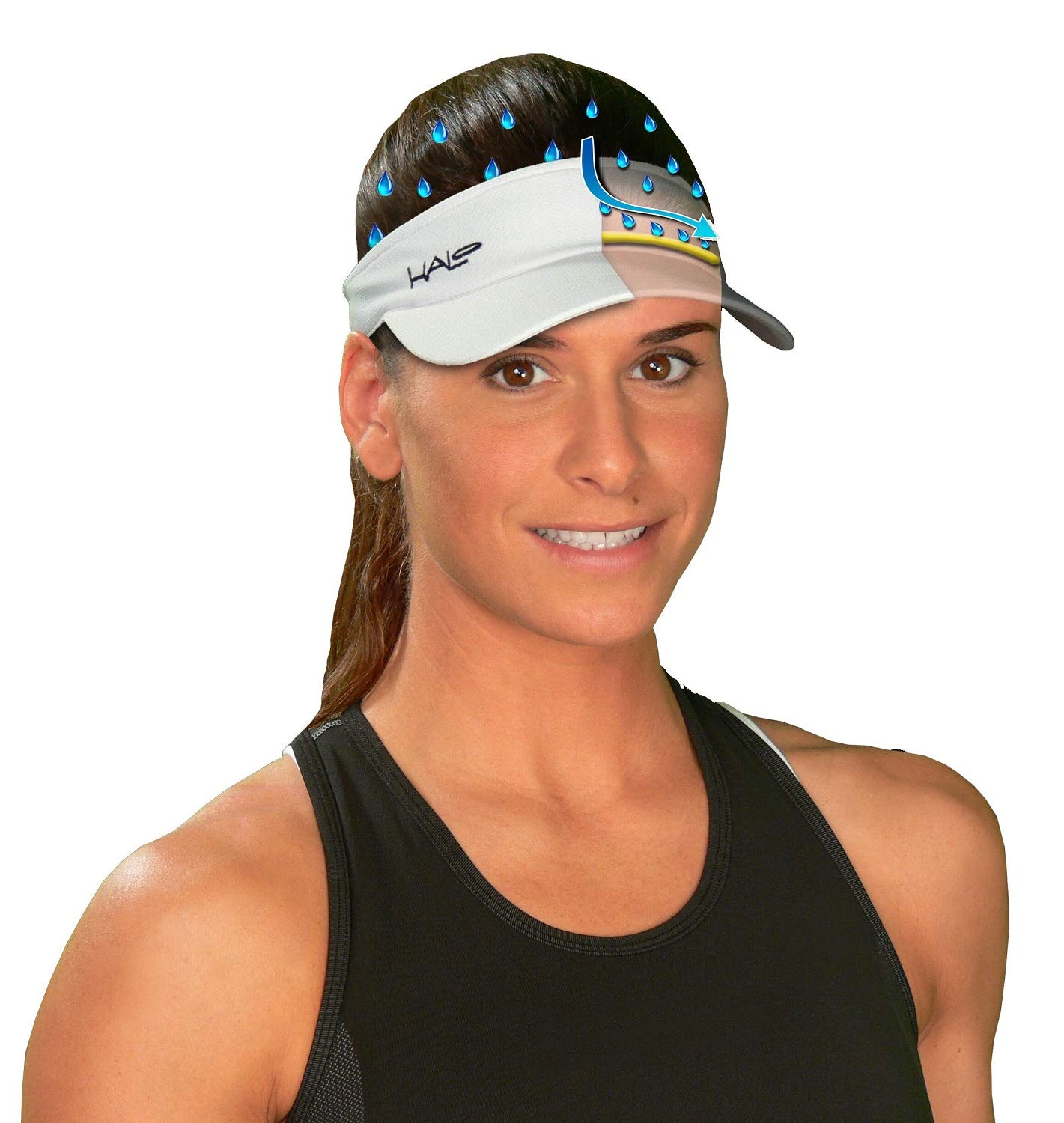 HALO HEADBANDS Sweatband Sport Visor, Black,One Size