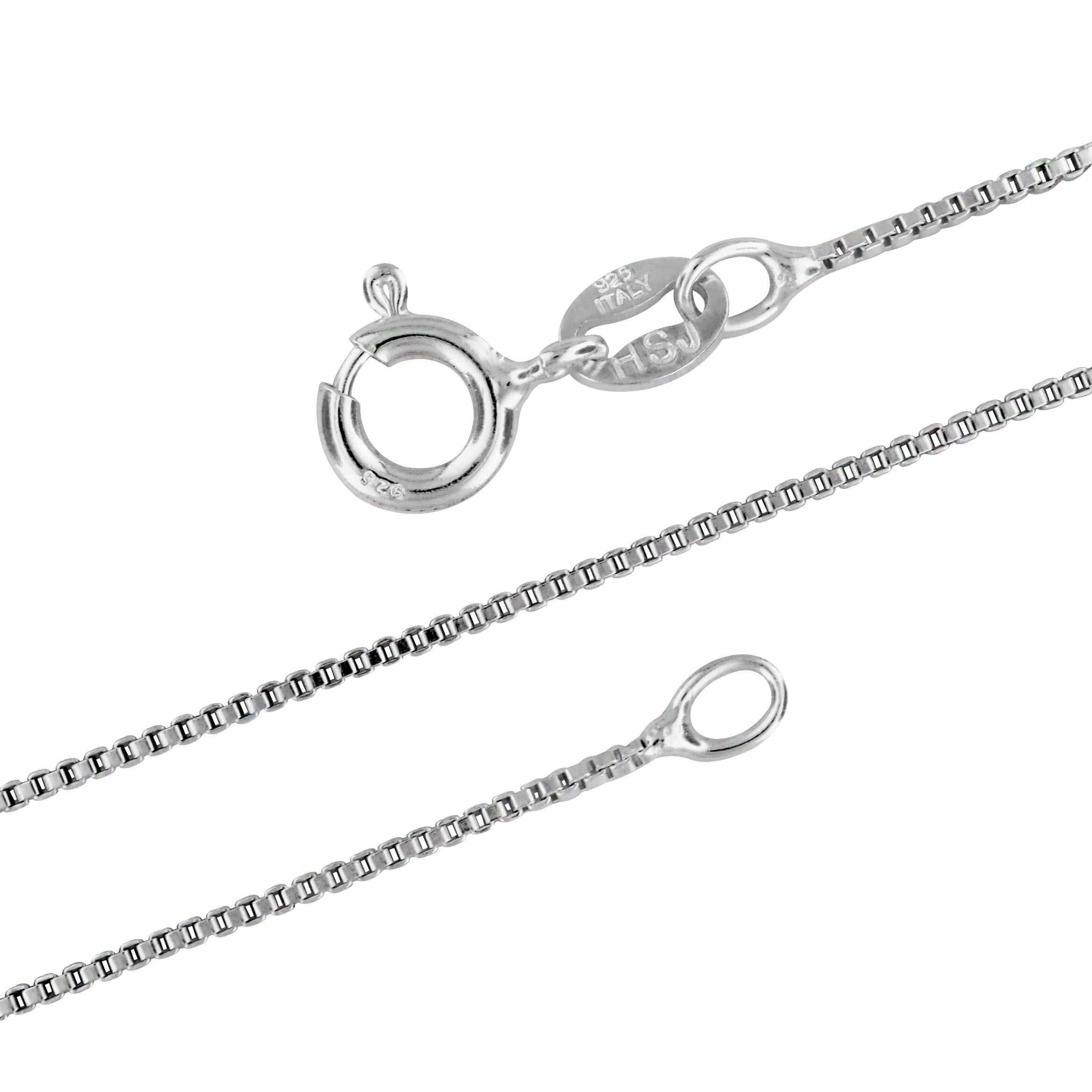 Hawaiian Silver Jewelry 1mm Sterling Silver Box Chain â Elegant and Simple Silver Box Chain Necklace 20-inch â Exquisite Silver Box Chain Necklace for Women â Thin Design â No Nickel Sterling Silver