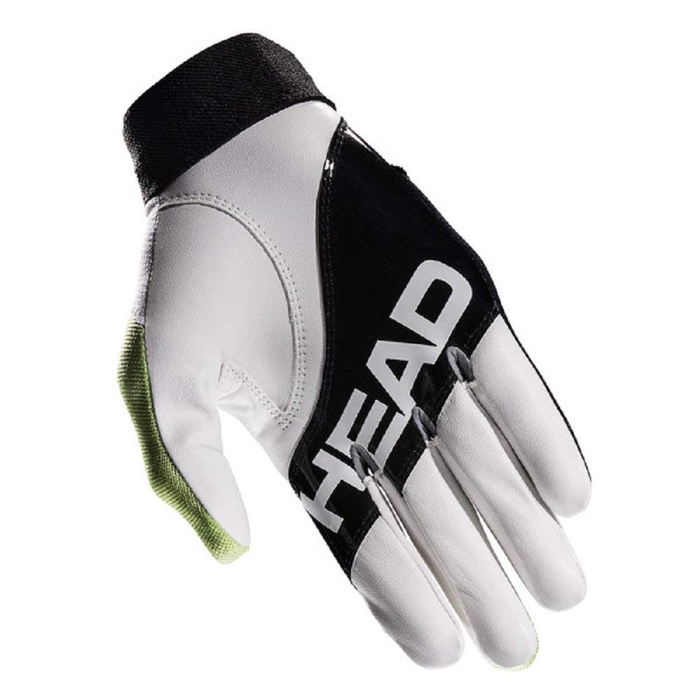 HEAD Leather Racquetball Glove - Conquest Extra Grip Breathable Glove for Right & Left Hand - Black/Lime/White, Right - Small