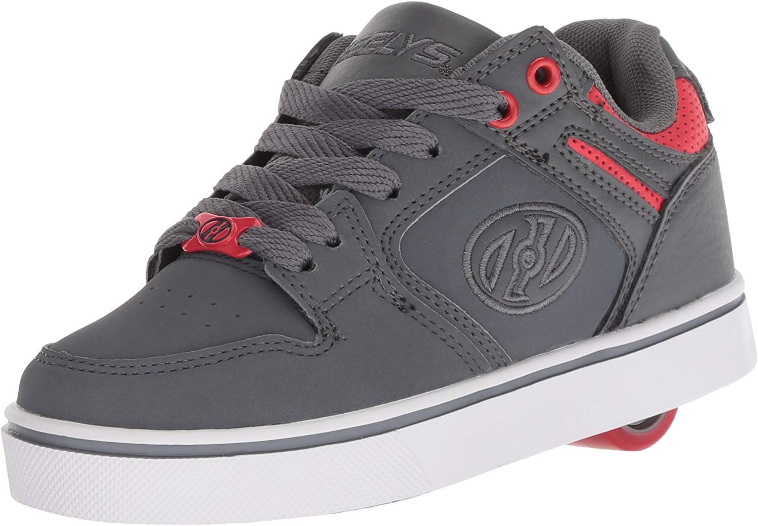 Heelys Boy's Motion 2.0 Tennis Shoe, Charcoal/Red, 8 Medium US Big Kid