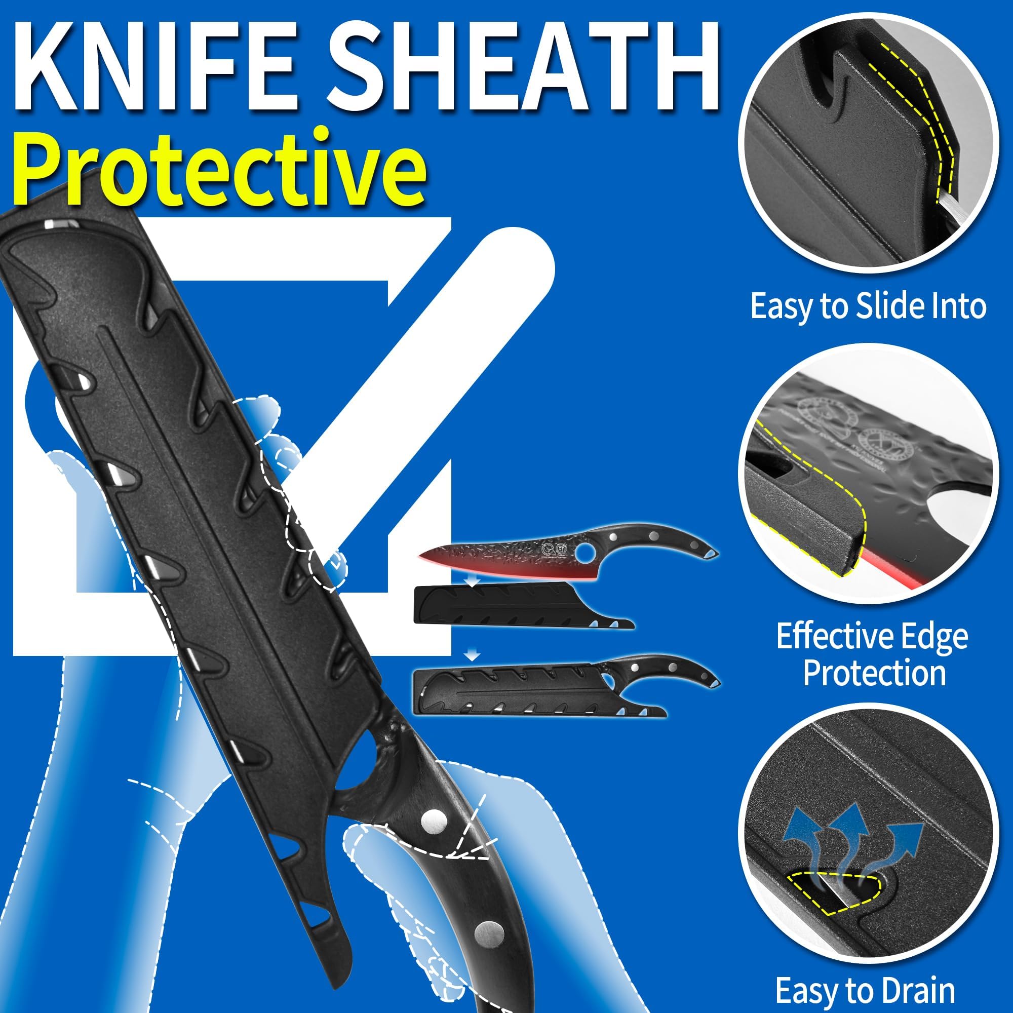 XYJ Professional Kitchen Knife Set with High-Carbon Steel Forged Blades, Chef's Knife, Cleaver, Carving Knife, Nakiri, Full Tang Design, Includes Carrying Bag & Poultry Scissors