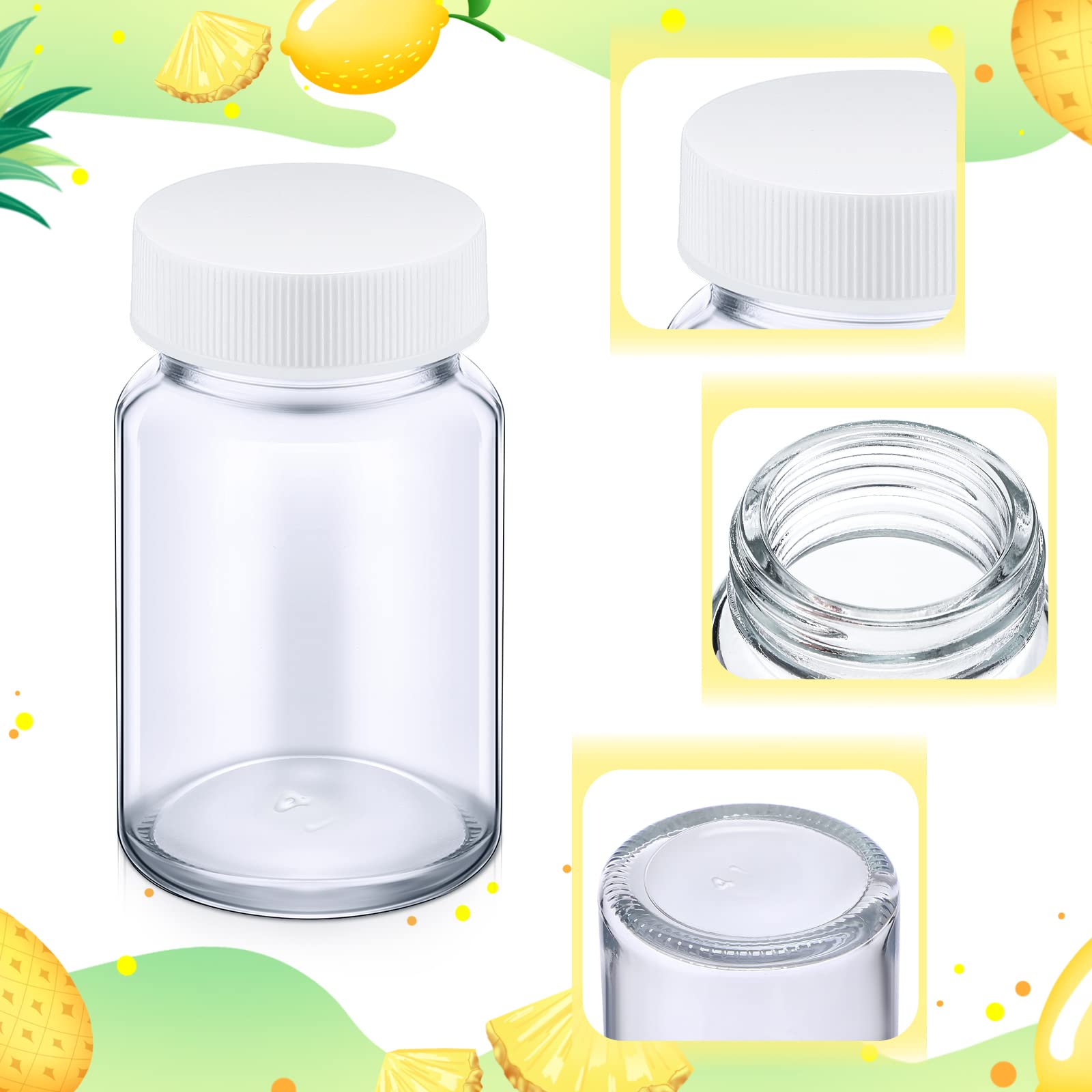 Hoolerry 32 Pcs Juice Shot Bottles 2 oz Juicing Bottles with Caps Reusable Mini Glass Jars with Lids Small Juicing Containers for Juicing Ginger Beverage Storage