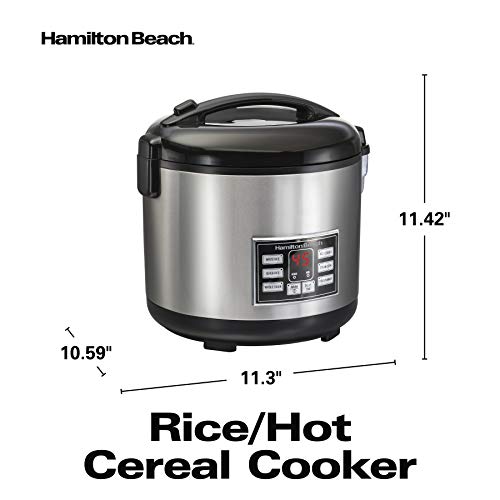 Hamilton Beach Digital Programmable Rice Cooker & Food Steamer, 20 Cups Cooked (10 Uncooked), With Steam & Rinse Basket, Stainless Steel (37543)