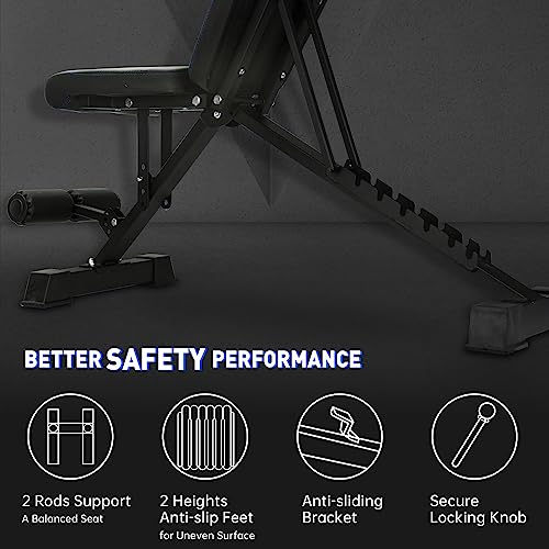 Weight Bench Adjustable Strength Training Workout Benches Foldable Work Out Incline Bench Set for Home Gym Weight Lifting Dumbbell Exercise Full Body Workout with Resistance Rope