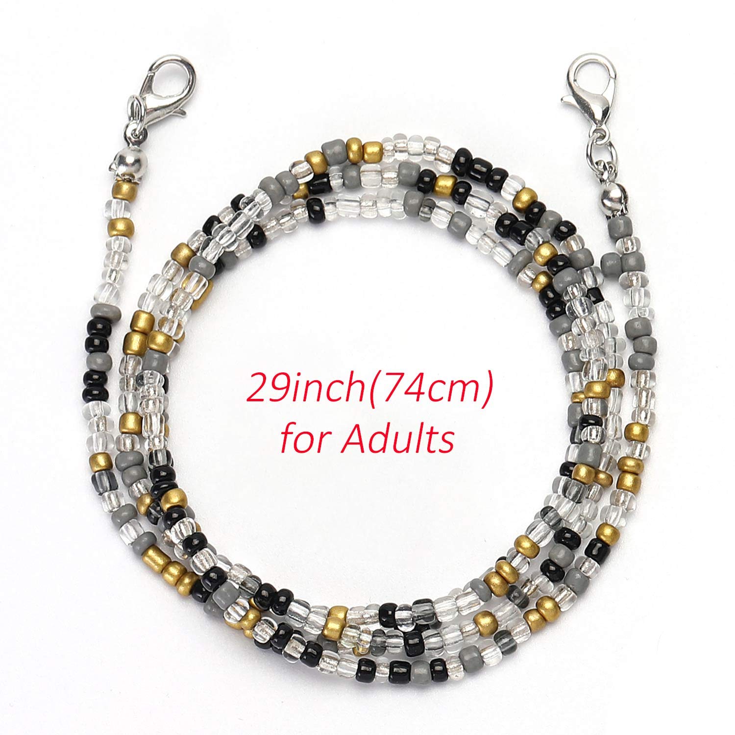HOLLOSPORT 5PCS Face Mask Chains and Cords for Women, Beaded Eye Glasses Necklace Holder Lanyard Multi-purpose Accessory for Adults with 10 Free Eyeglass Loops