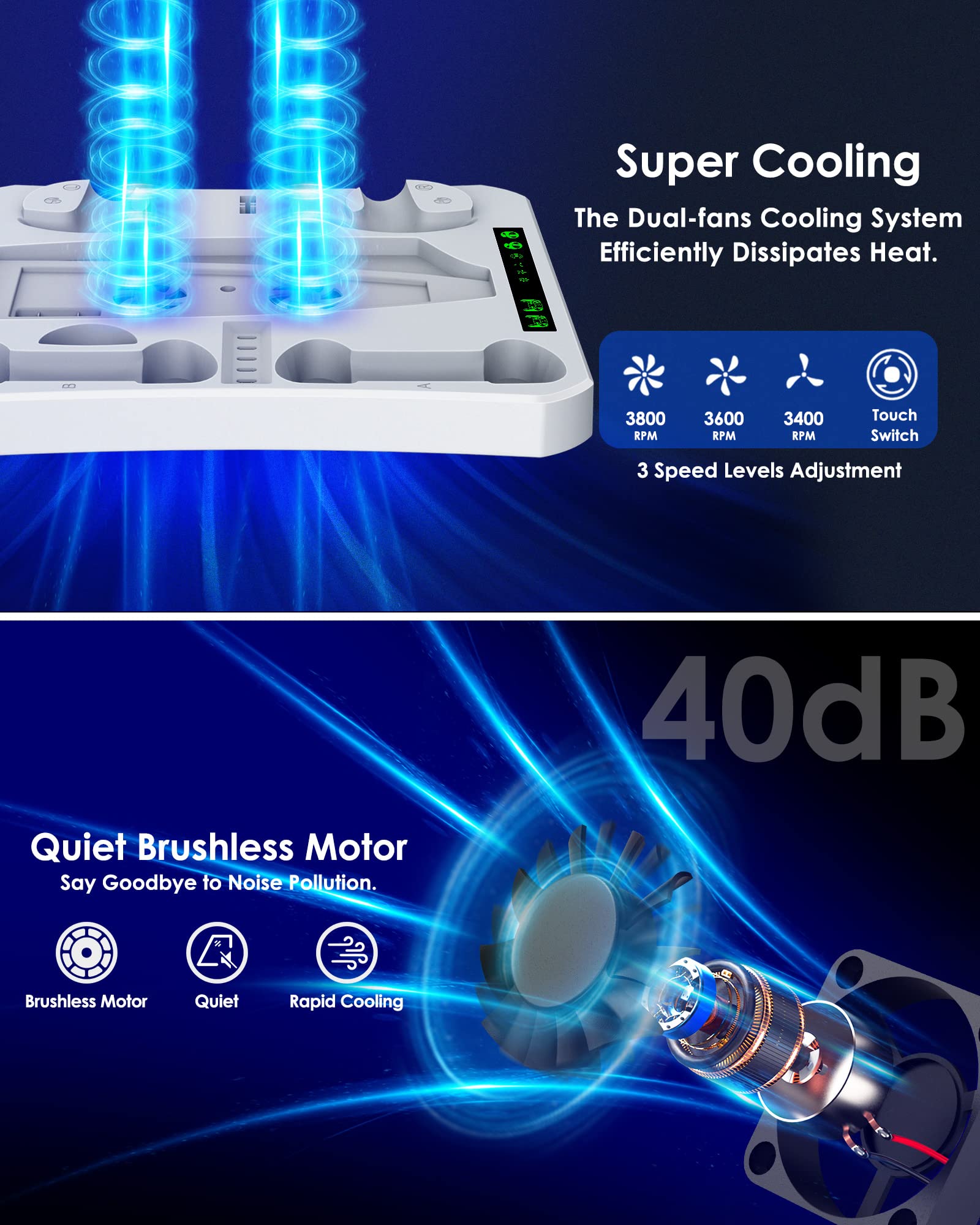 HAPAW PS-5 Cooling Stand & PSVR2 Charging Station, Metal Stand Base, 3-in-1 Storage, Wireless Charging for 4 Controllers, LED Indicators, Compatible with Disc & Digital Editions
