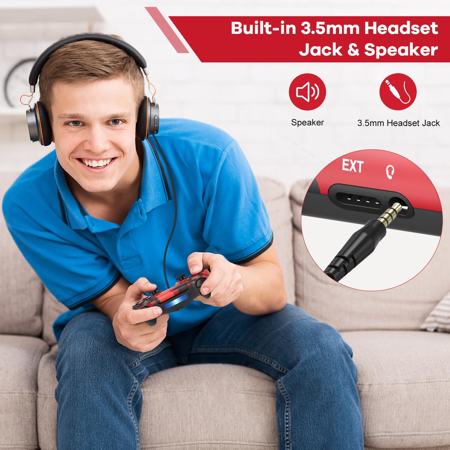 Hiyuky PS4 Controller,Wireless Controller for PS4/Slim/Pro/PC with Headphone Jack/Dual Vibration/6-Axis Motion/Touch Pad【Upgraded】