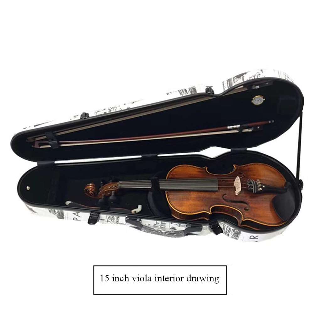 HDYNUZ 15-17" Viola Case, carbon fiber Lighweight Viola Hard Case Built-In Thermometer with Double Shoulder Straps, Universal Viola Case (Color : Black stripe)