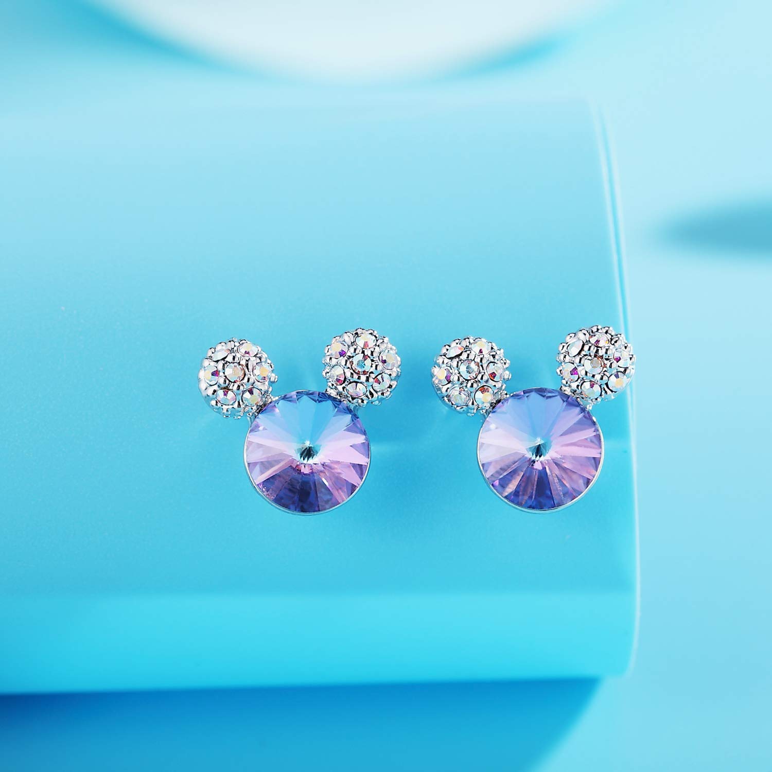 HERAYLI Mouse Stud Earrings for Girls/Women, Sparkling crystal Lovely Earrings Jewelry Gift