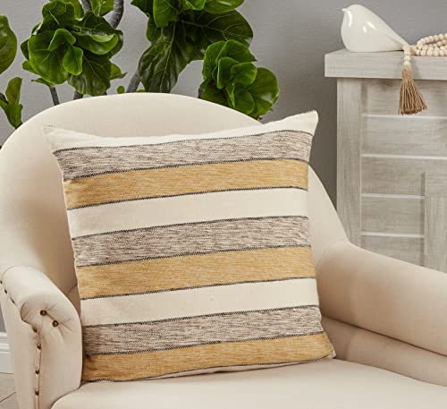 SARO LIFESTYLE Striped Throw Pillow Cover, Multi, 22"