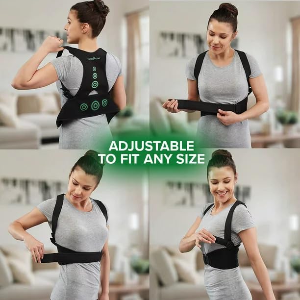 Hempvana Arrow Posture - Fully Adjustable Posture Support & Posture Corrector for Upper Body - Helps Correct Slouching, Text Neck and Hunching Over (L/XL)