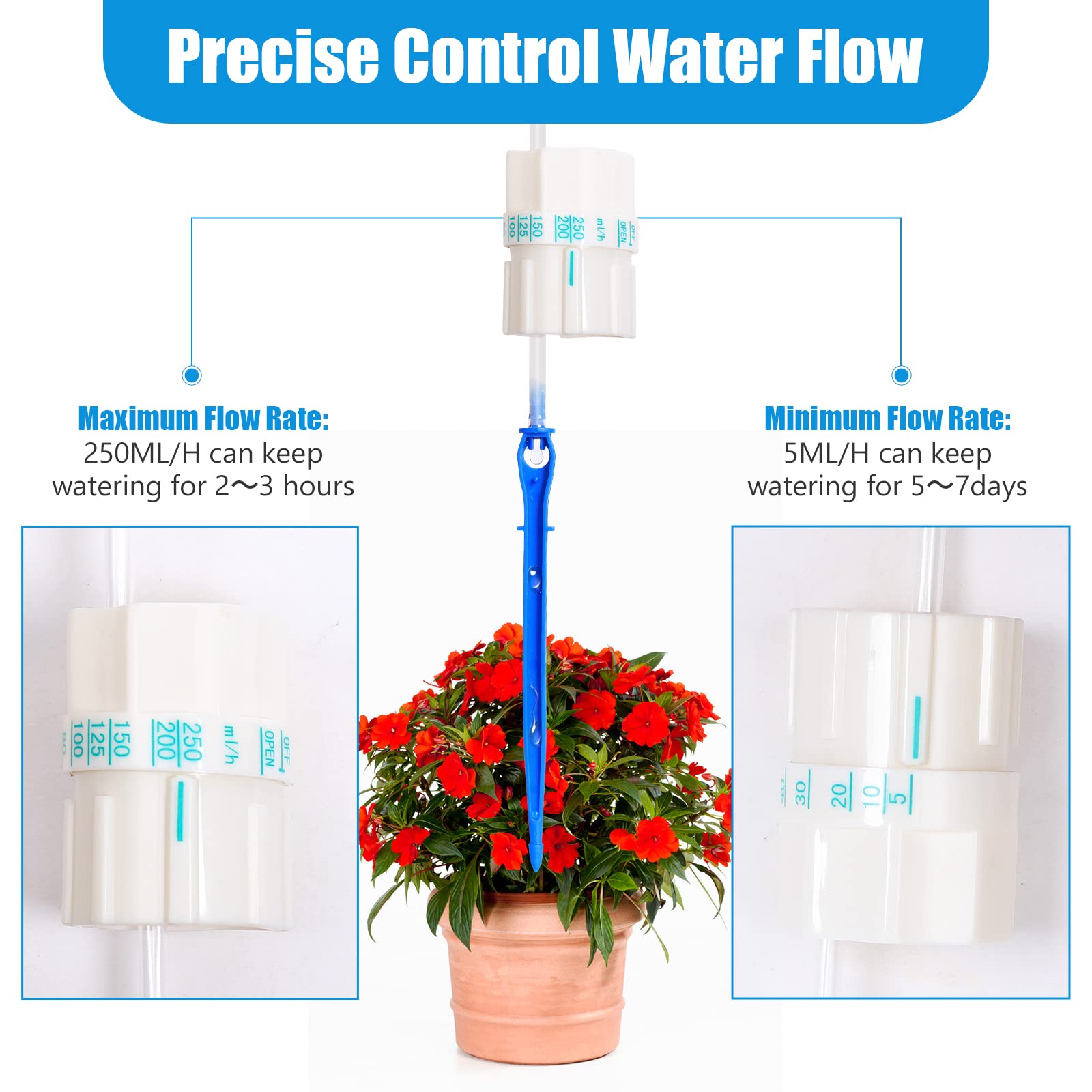 Plant Self Watering Devices with Spikes and Water Storage Bag, Slow Release Control Valve Switch Automatic Irrigation Watering Drip System, Plant Self Waterer-Preventing Stop Water and Leaks-3Pack