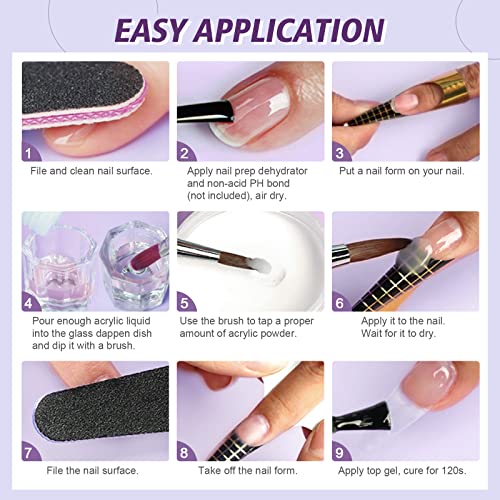 Saviland Acrylic Nail Kit – 30g Clear Acrylic Powder and 60ml Acrylic Liquid Set with Nail Brush Nail Forms Tools Extension Nail Kit for Beginners with Everything for Home DIY Salon Nails Application