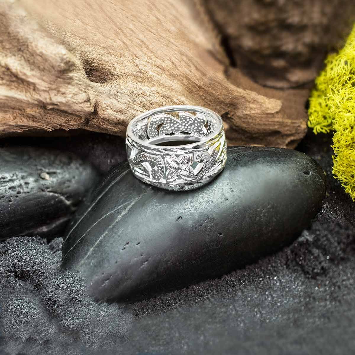 Honolulu Jewelry Company Sterling Silver Hawaiian Open Plumeria Ring(10)