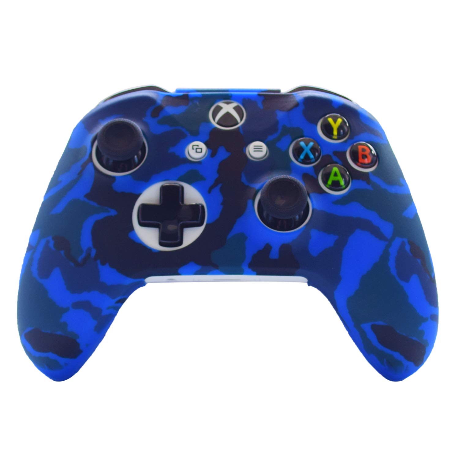 Hikfly Silicone Gel Controller Cover Skin Protector Kits for Xbox One/Xbox One S/Xbox One X Controller Video Games(2x Controller Camouflage cover with 8 x Thumb Grip Caps)(Blue,Red)