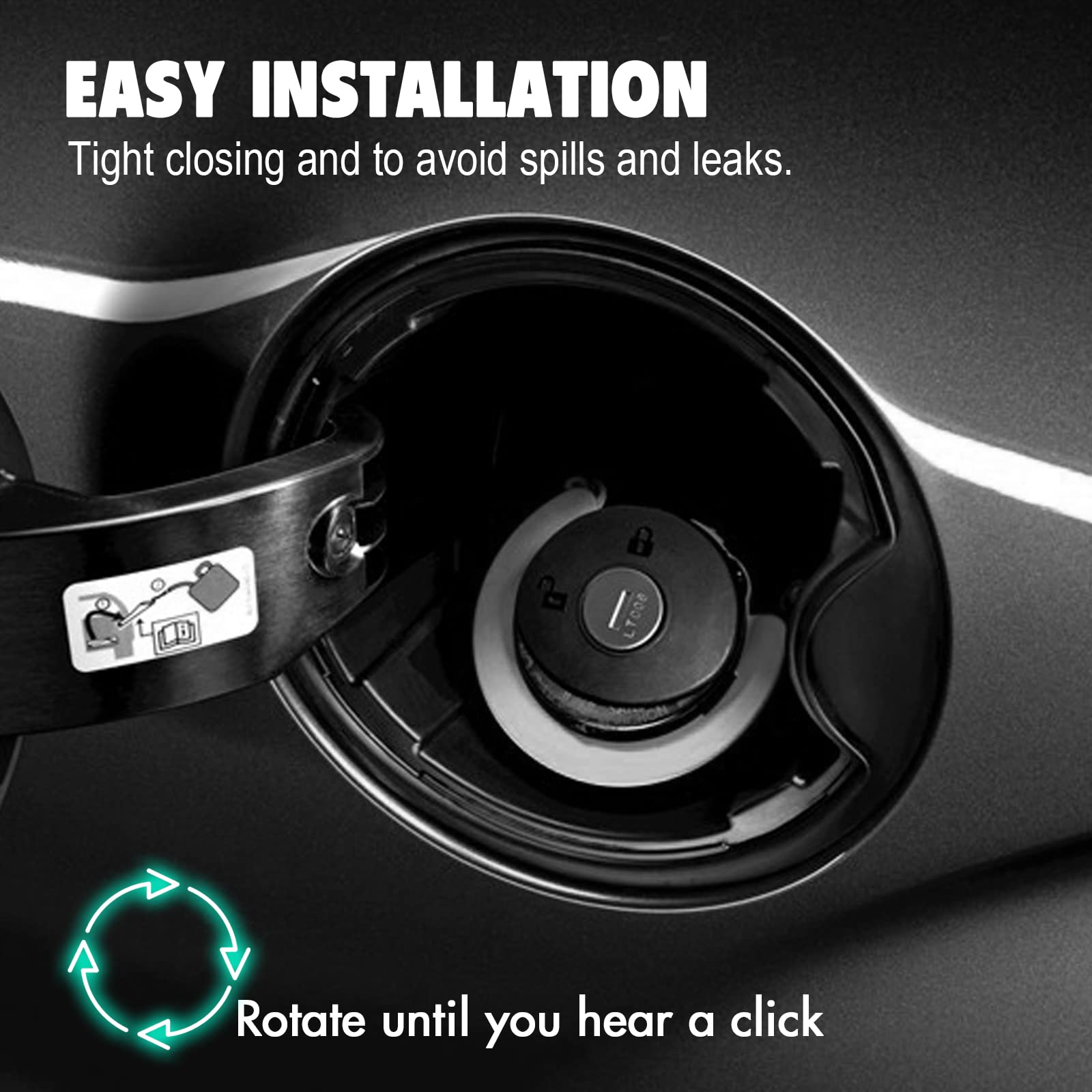 Locking Gas Cap Fuel Tank Cap w/Keys 8U5Z-9C268-B Compatible with - 2009-2019 Explorer Escape Expedition F150 Fusion Taurus Mustang MKZ Navigator