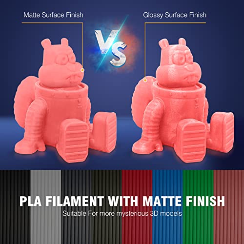 SUNLU 3D Printer Filament PLA Matte 1.75mm, Black& SUNLU Filament Dryer Box S2 for 3D Printer Filament, Black