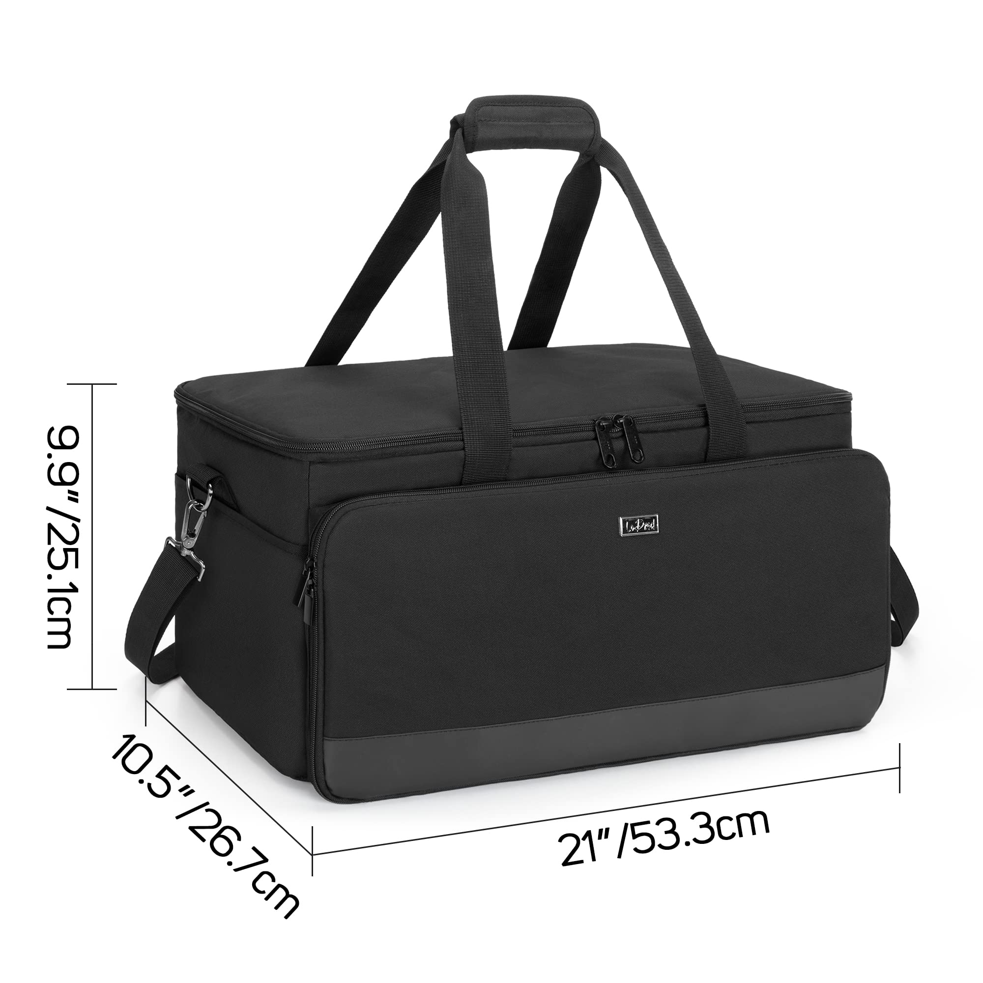 LoDrid Large Cable File Bag with Inside Padded Bottom and Detachable Dividers, DJ Bag with Multiple Pockets for 15.6” Laptop, DJ Gear, Sound Instrument, and Music Equipment, Black