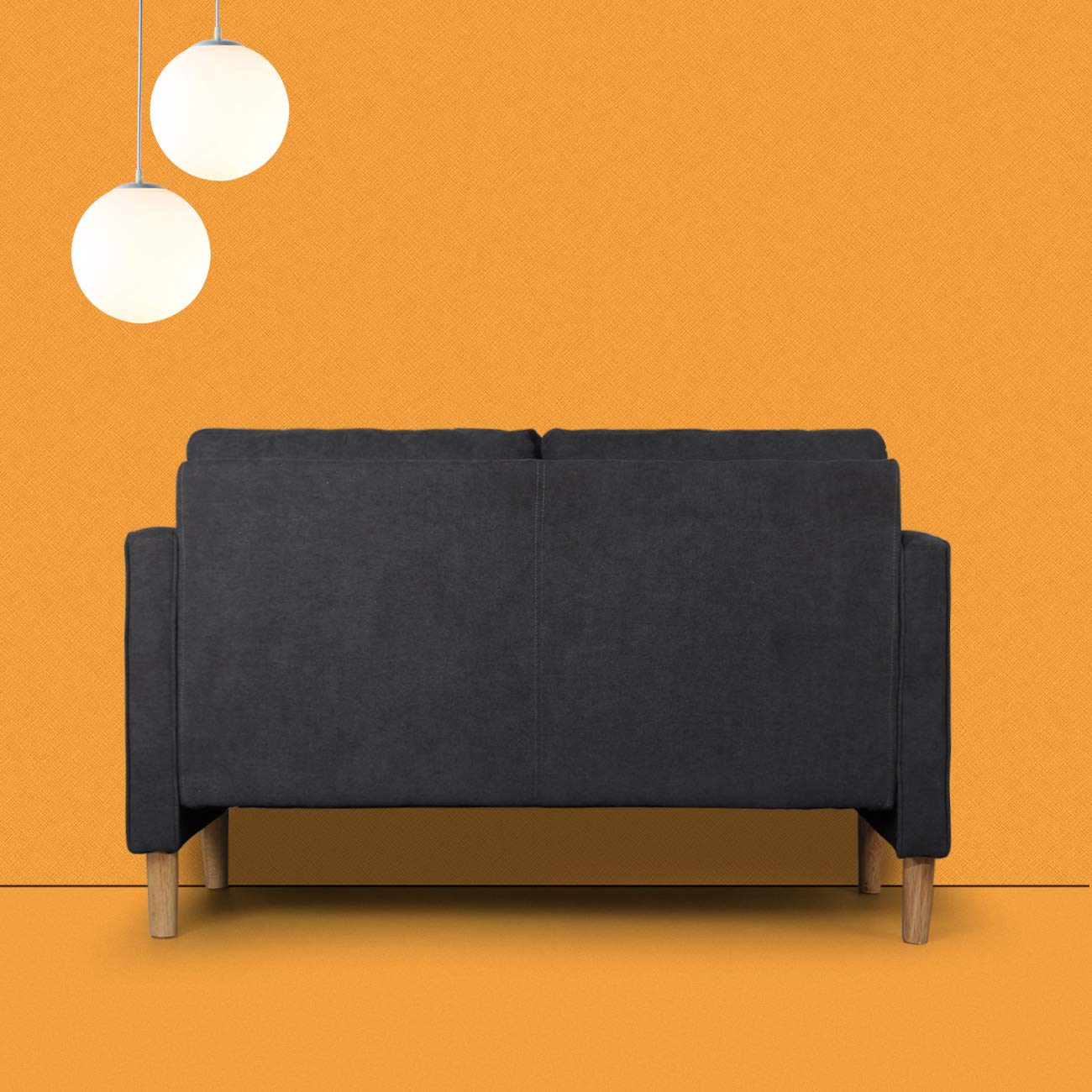 JIASTING Mid-Century Retro Modern Loveseat Sofa, Solid Wood Armrest 2-Seat Upholstered Tufted Back Couch, Living Room, Studio, Office Furniture