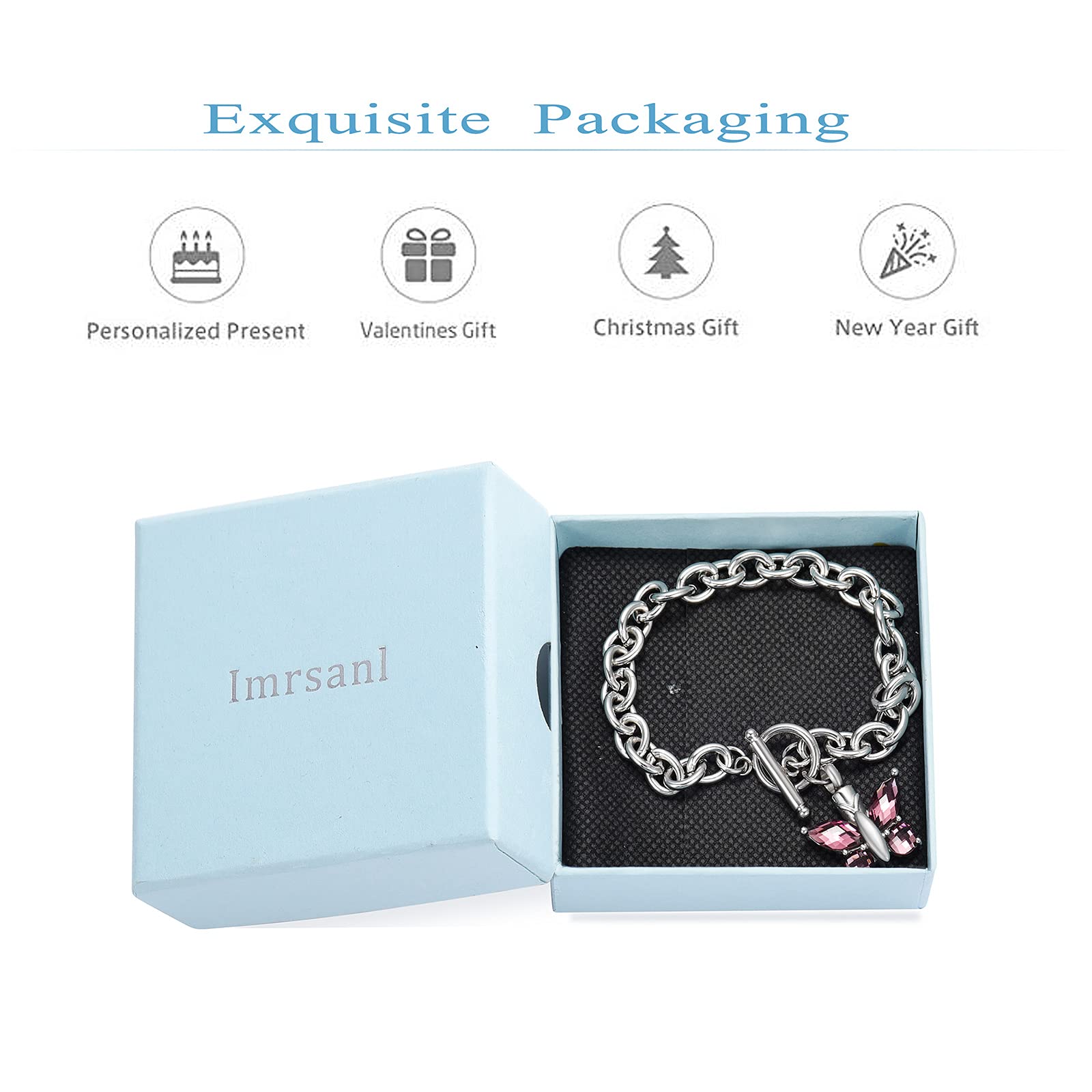 Imrsanl Butterfly Cremation Jewelry Urn Bracelet for Ashes Memorial Lockets Pendant Funeral Keepsake Jewelry for Ashes (Purple Red)