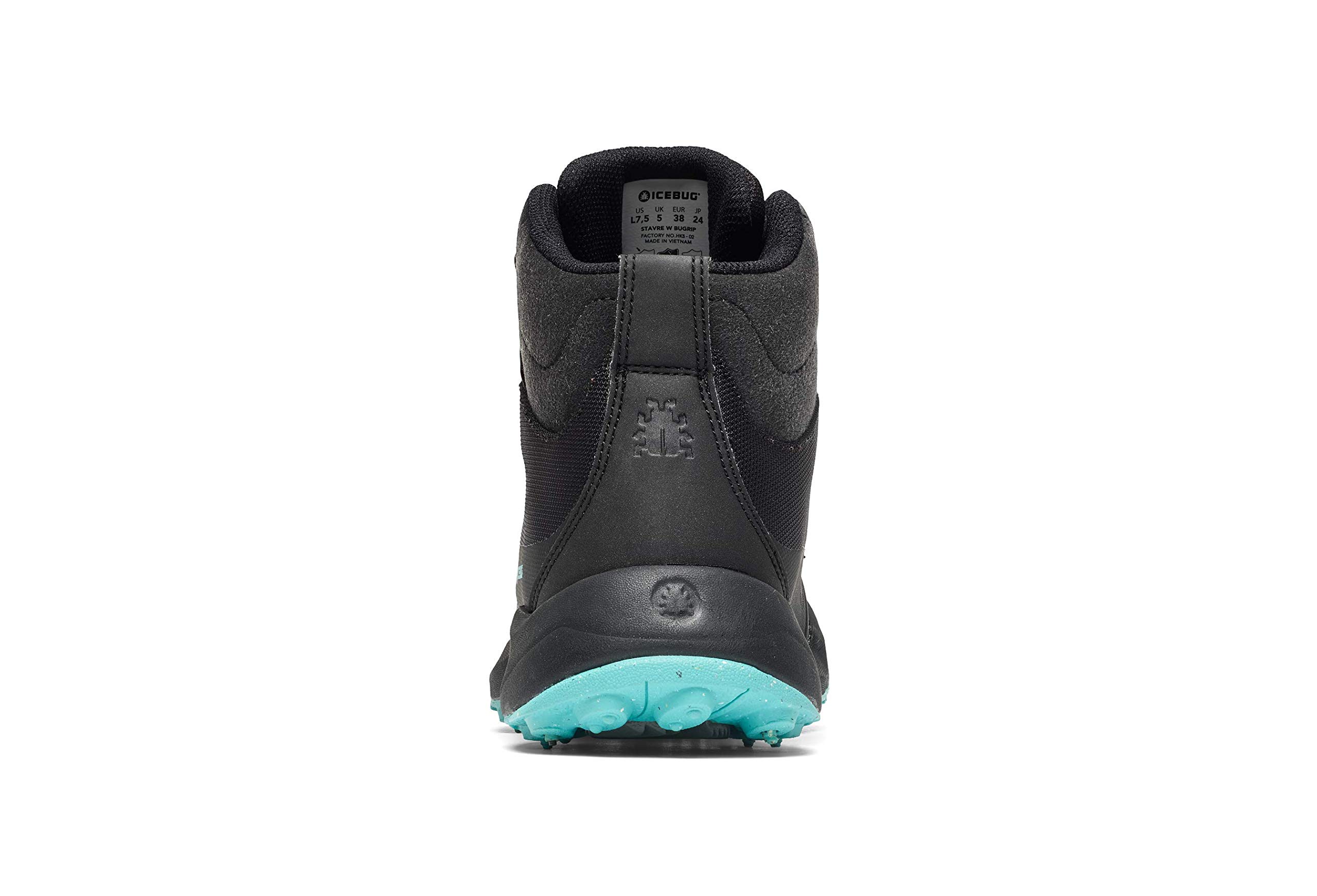 Icebug Womens Stavre BUGrip GTX Hiking Boot with Carbide Studded Traction Sole, Black/JadeMist, 6.5