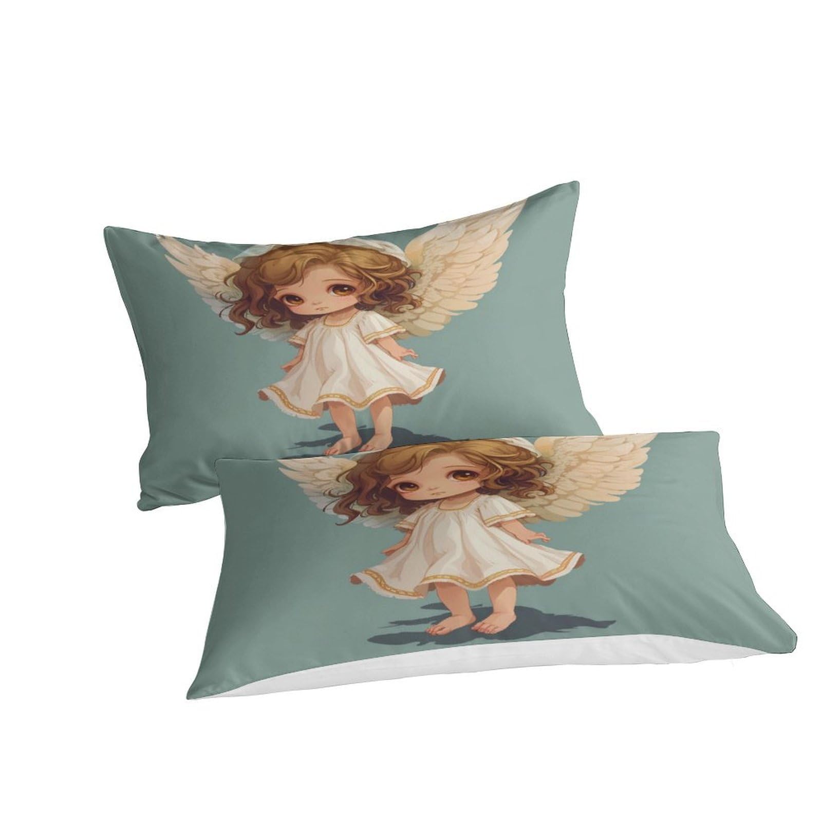 SorEci Angel with Wings Comforter Covers 3D Printed Cute Style Duvet Cover Quilt Cover Bedding Set Microfiber for Childrens and Adults with Pillowcases 3 Pieces with Zipper Closure Queen(228x228cm)