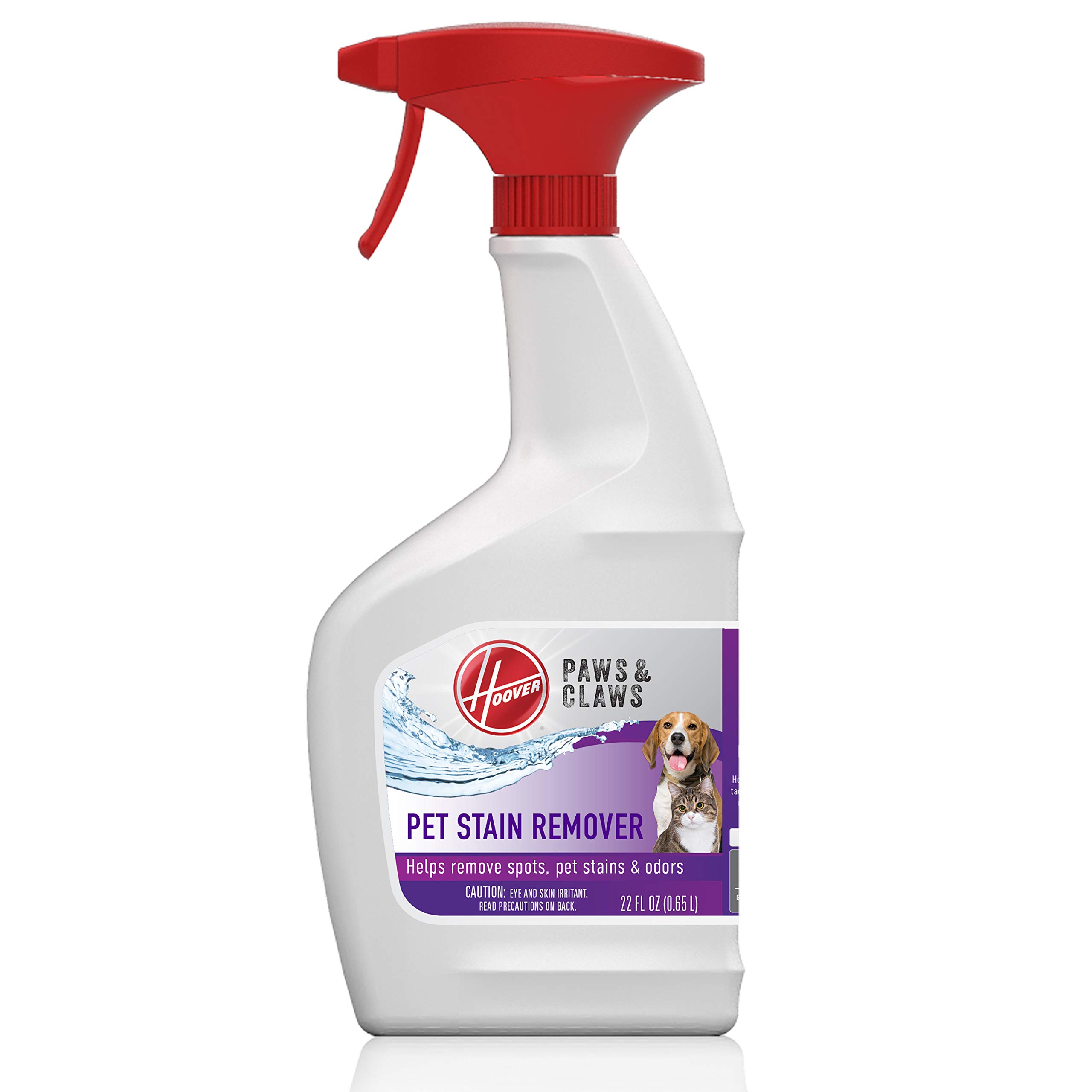 Hoover Paws & Claws Spot and Stain Remover, 22oz Pet Pretreat Spray Formula for Carpet and Upholstery, AH30901, White