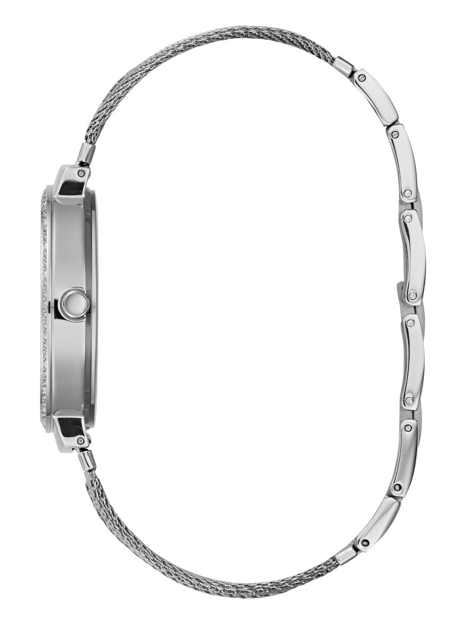 GUESS Women's Stainless Steel japanese-quartz Watch with Mesh Strap, Color: Silver-Tone (Model: U1083L1)
