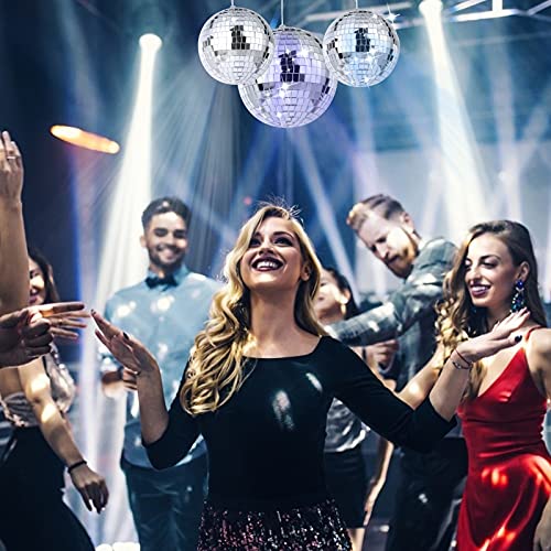 Ujuuu 8 Pieces Mirror Disco Balls Silver Hanging Disco Light Mirror Ball for Retro Party, Fun Party, Home Bands Decorations