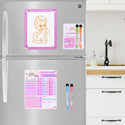 Rainbow Magnetic Chore Chart of Kids with Kids Doodle Board Magnetic,Good Behavior Chart,Magnetic Reward Chart Sets for Kids Behavior,My Responsibility Chart for Kids,Childhood Education Use