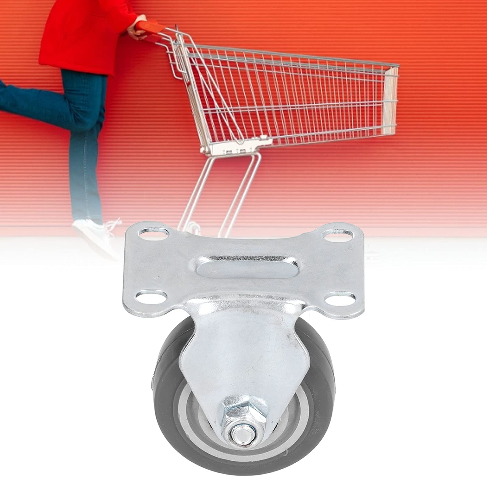 Heavy Duty Caster with Low Noise Rubber Ideal Replacement Accessory with Plate for Carts and Trolleys in Commercial or Industrial Settings