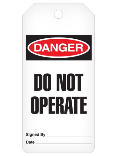 INCOM Manufacturing Lockout Tags On A Roll, Danger Do Not Operate, Heavy-Duty Polytag Stock, Waterproof And Tear-Resistant, Red/Black on White, 6.25 Inch X 3 Inch X 10 Mil Thickness, 100 pack, RT1000C