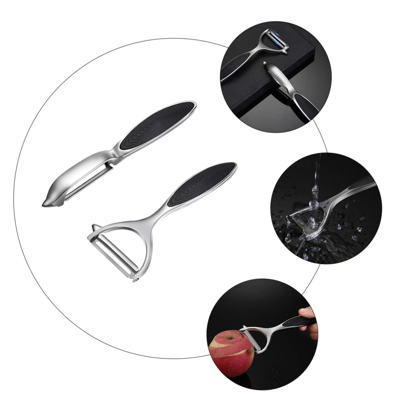 Hemoton 2pcs Peeler vegetable graters fruit skin cutter kitchen hand grater hand potato slicer potato peeling tool vegetable skin remover Stainless steel scraper Zinc alloy to rotate