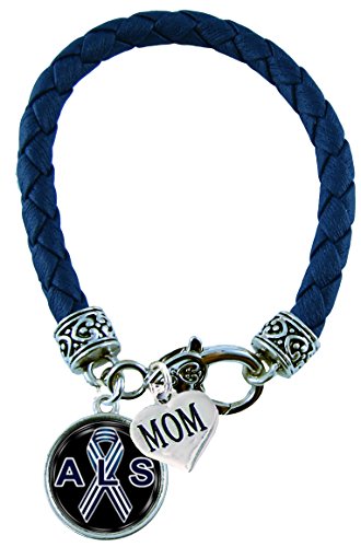 Holly Road Bracelet Custom ALS Lou Gehrig's Awareness Blue Leather MOM OR DAD Charm ONLY Jewelry