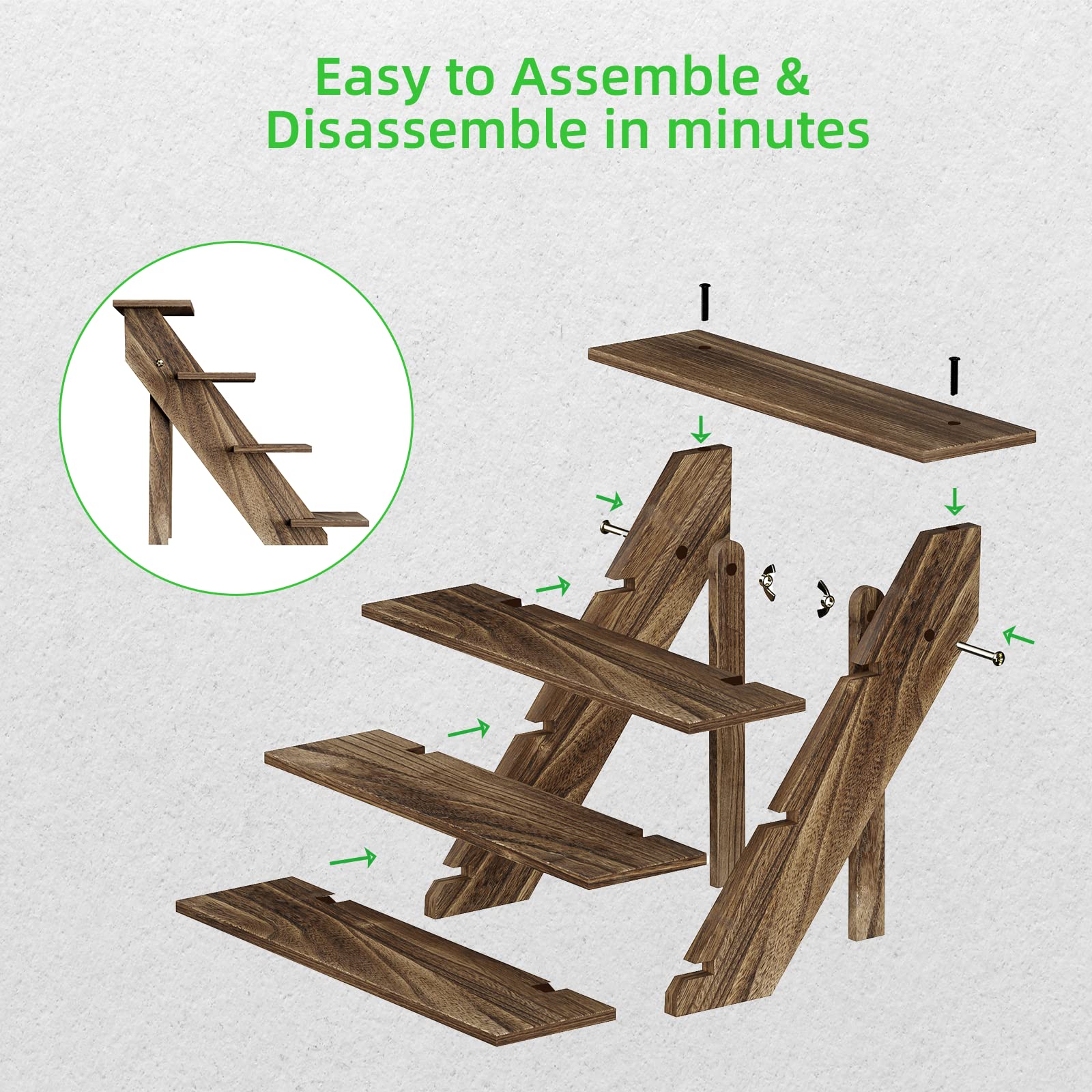 Homland Wooden Cupcake Stand Display Riser, 4-Tier Dessert Table Display Set 24 Cupcakes Tower for Vendors Tabletop Use, Rustic Wood Risers for Collectibles Decorative